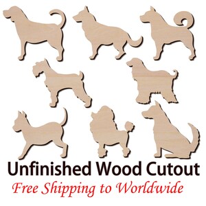Dog Pet Breed Puppy Unfinished Wood Cutout Shapes for DIY Craft, Ready ...