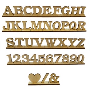 Unfinished Wooden Letters and Number Sign With Stand for Wedding ...