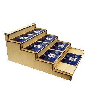 4 Tiers Wood Display Shelf Stand for Greeting Card, Postcard, Photo for ...