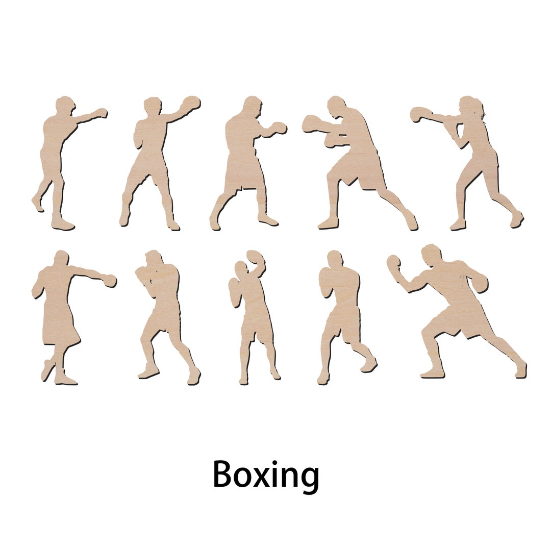 Boxing Player Practicing Sport Cutout Laser Cut Unfinished Wood Shapes ...