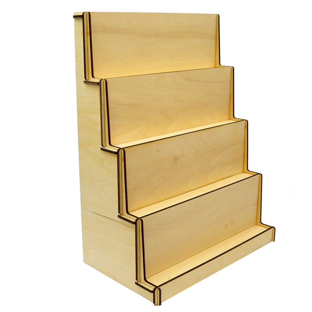4 Tiers Wood Display Shelf Stand for Greeting Card, Postcard, Photo for ...