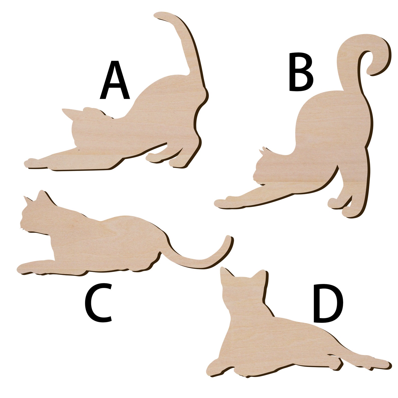 Cat Outline Unfinished Wood Laser Cut Cutout Shapes for DIY | Etsy