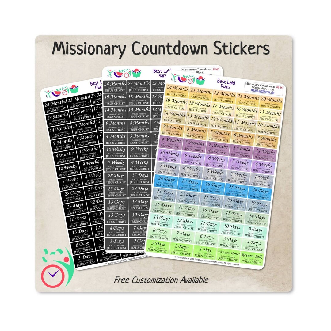 Planner Stickers Missionary Countdown Icons Bullet Journal - Etsy