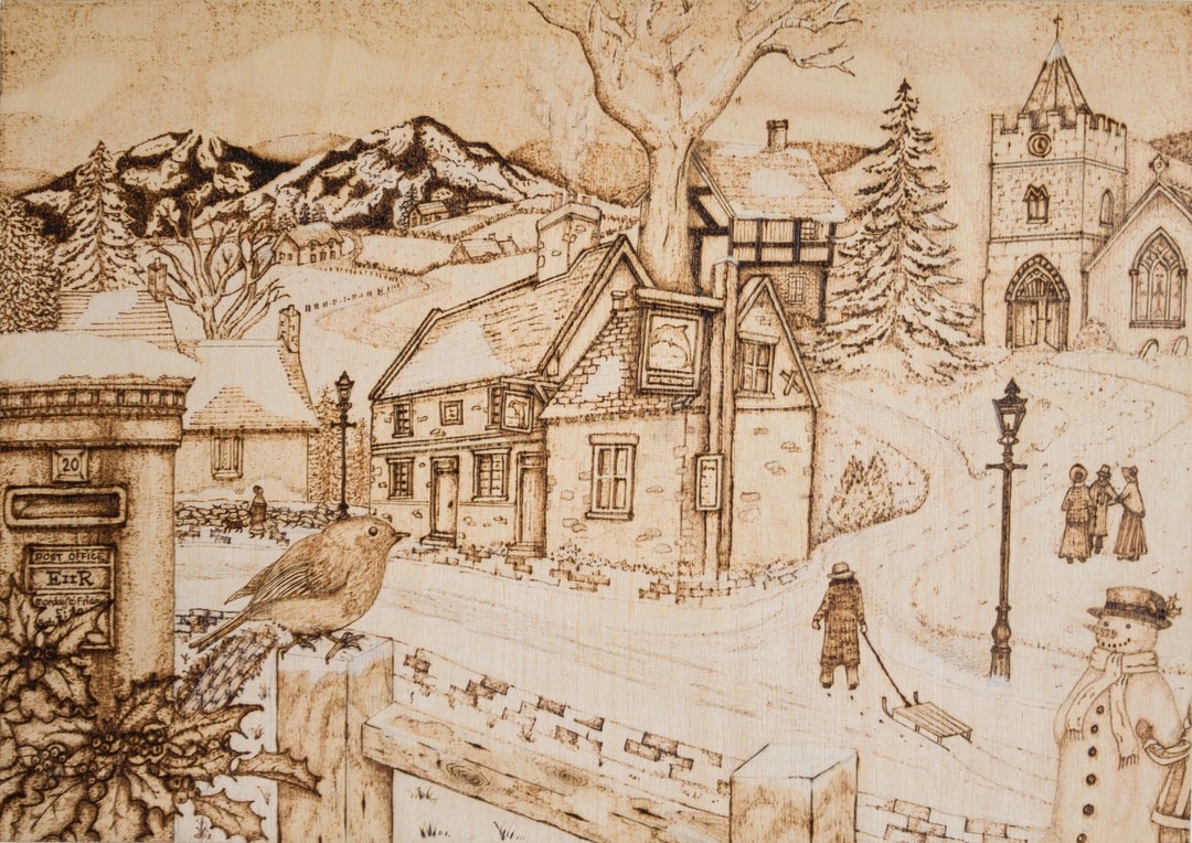 Feels Like Winter -42 X 29.5 Cm Pyrography (wood Burning) on 6mm Birch ...