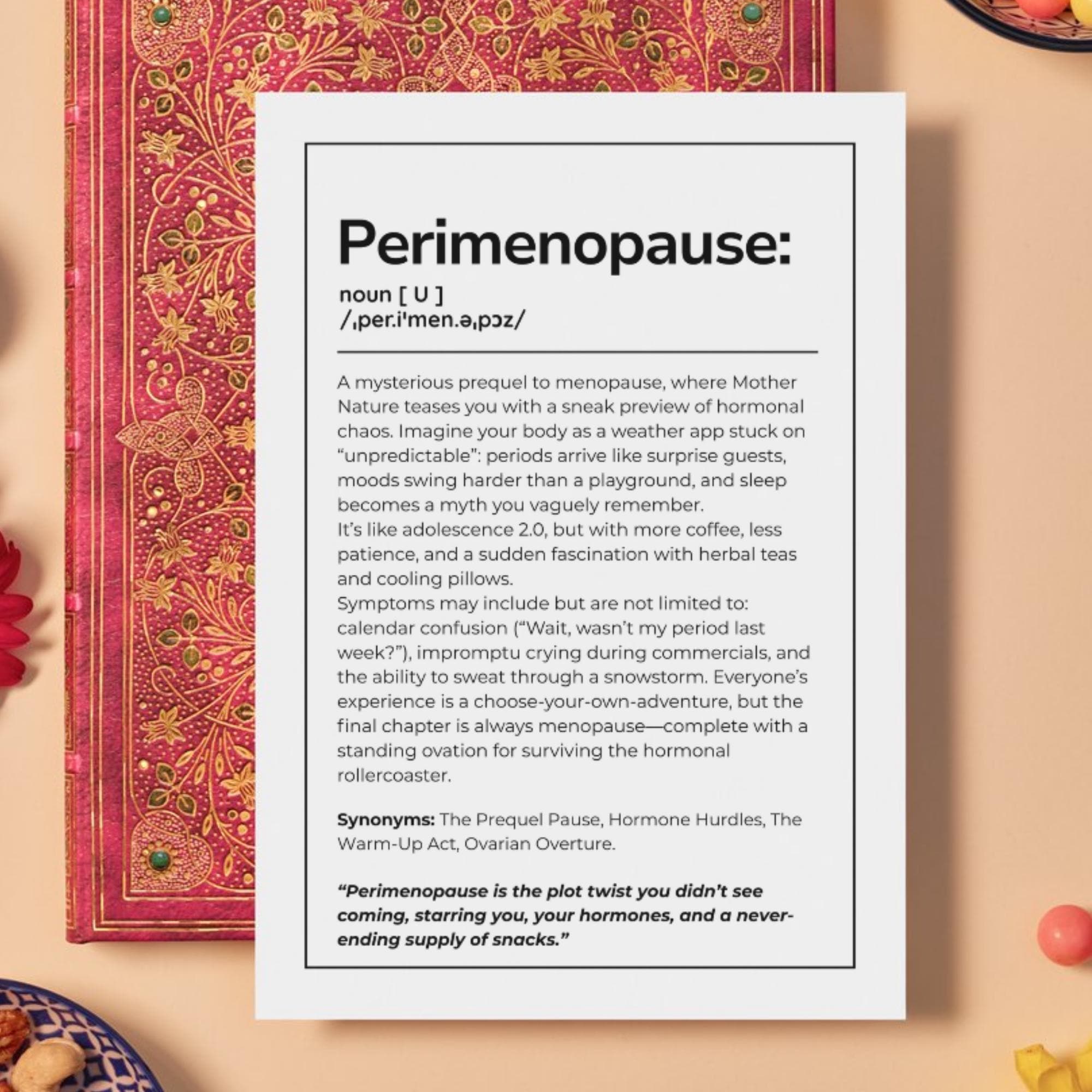 Perimenopause Definition Printable Poster, Funny Wall Art in A3, A4, A5 ...