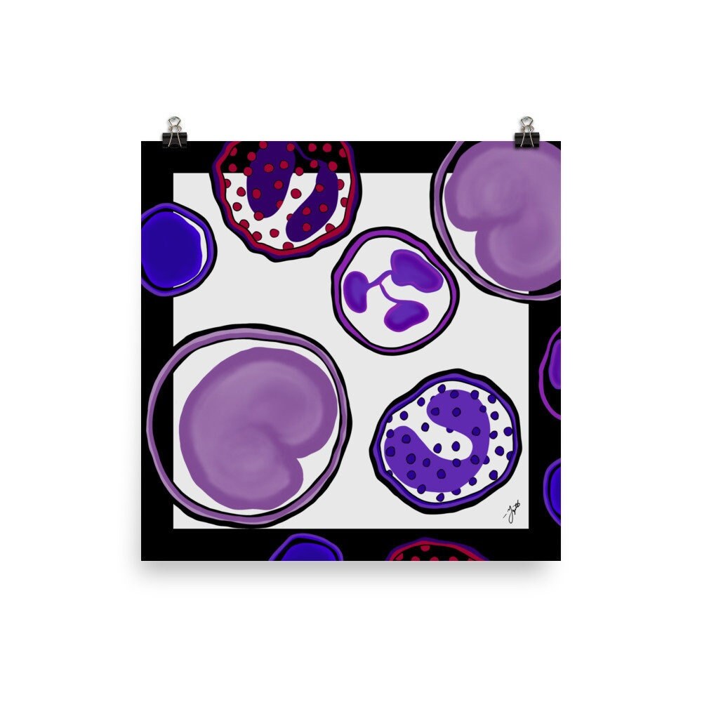 White Blood Cells Art Print - Nerdy Science Stuff | Hematology | Wbcs ...