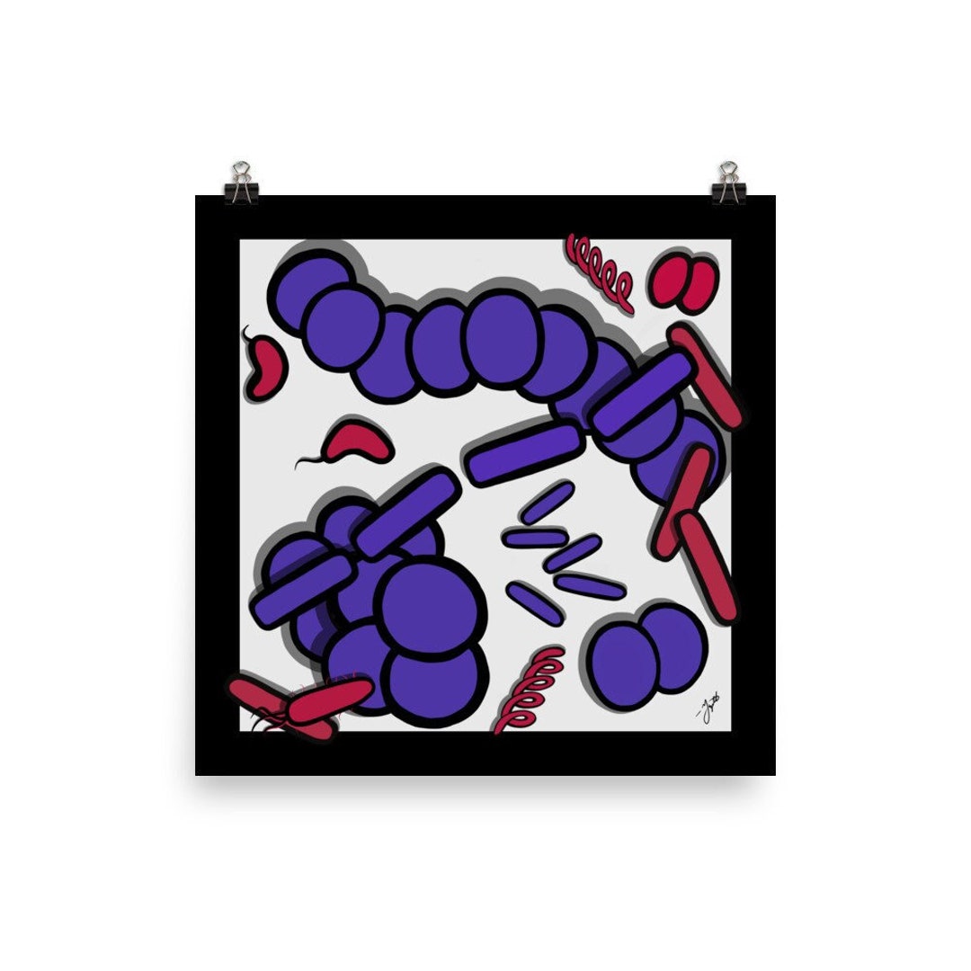 Bacteria Art Print - Nerdy Science Stuff | Gram Stain | Microbiology ...