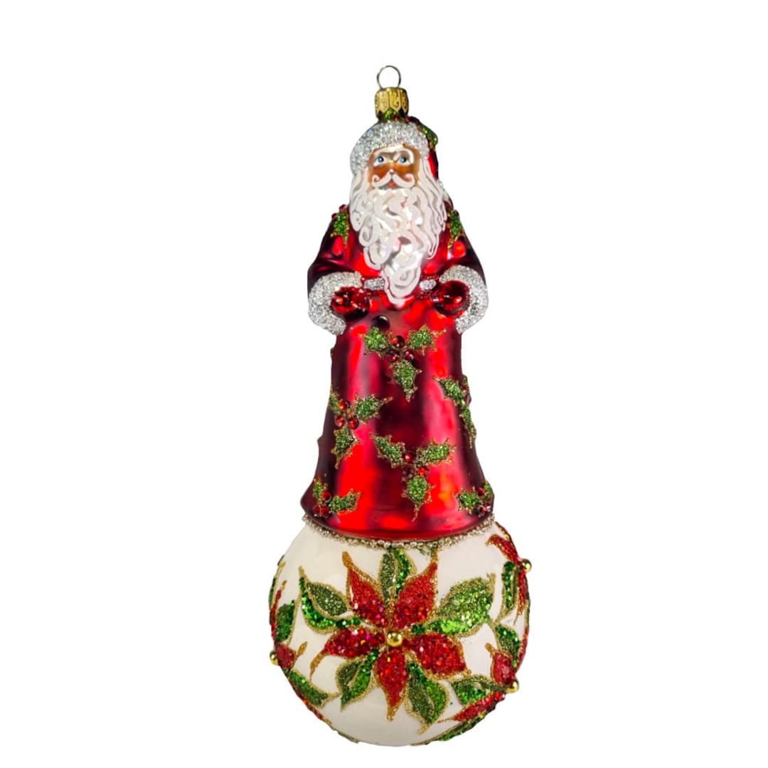 Silverado - Red Santa Standing on a Poinsettia Ball - Etsy