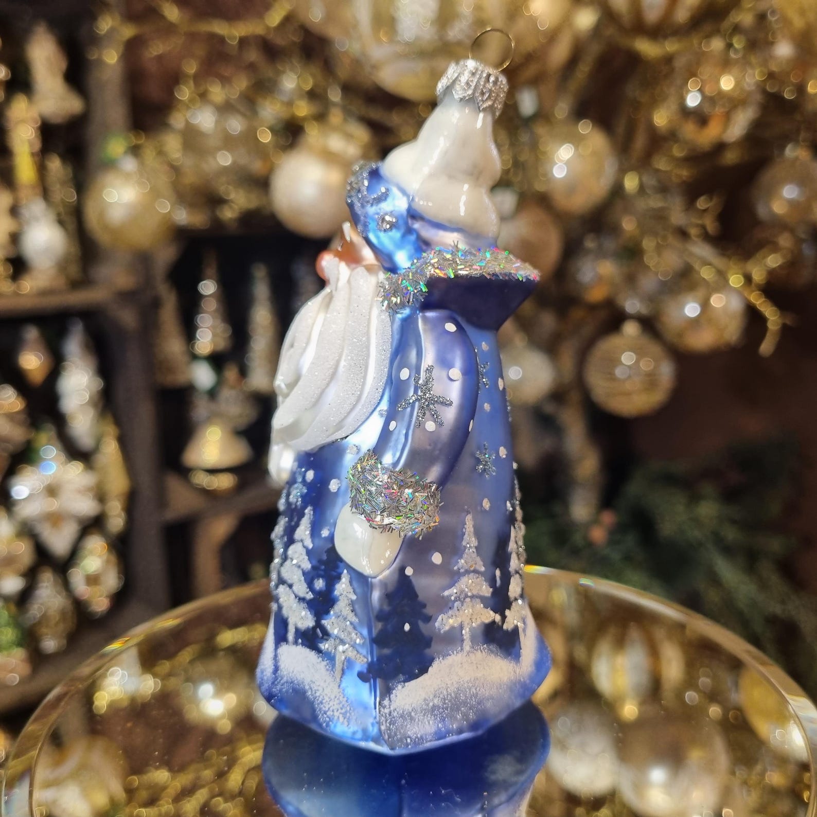 Blue Santa Glass Ornament – Hand-painted Father Christmas With ...