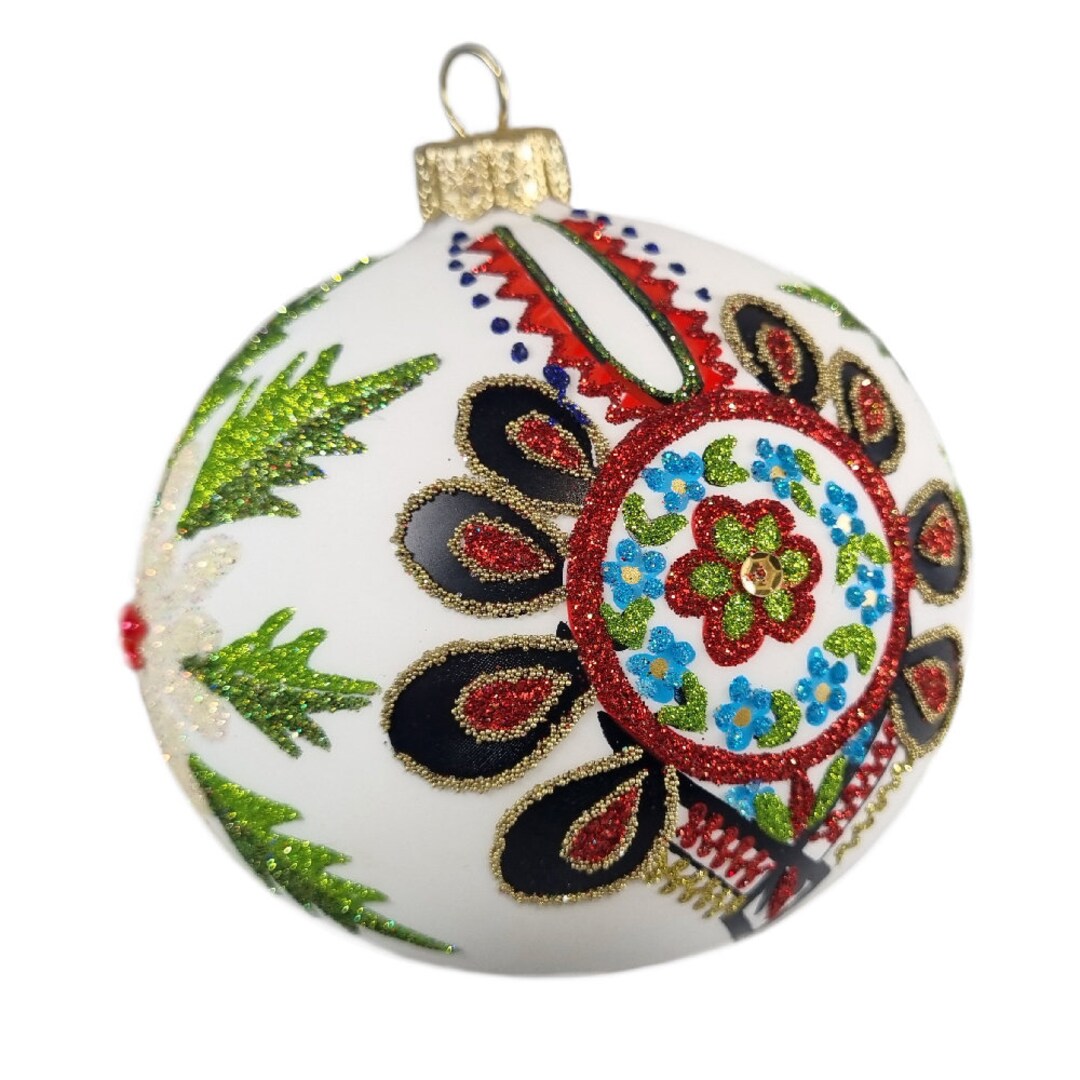 Silverado Ornament, Ball of 10 Cm, With Colourful Polish Folk Pattern ...