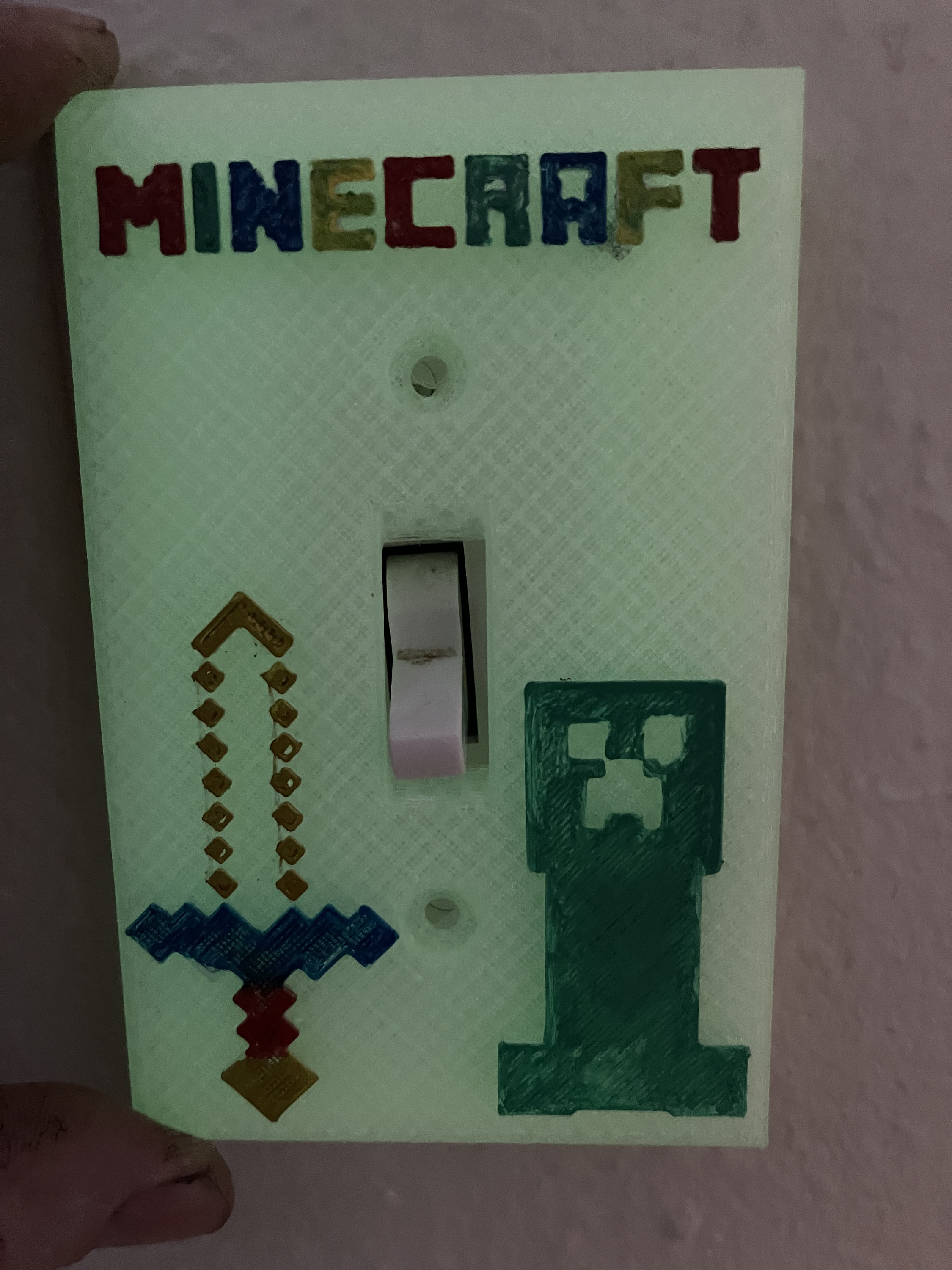 3D printed Minecraft/ROBLOX glow in the dark light switch | Etsy