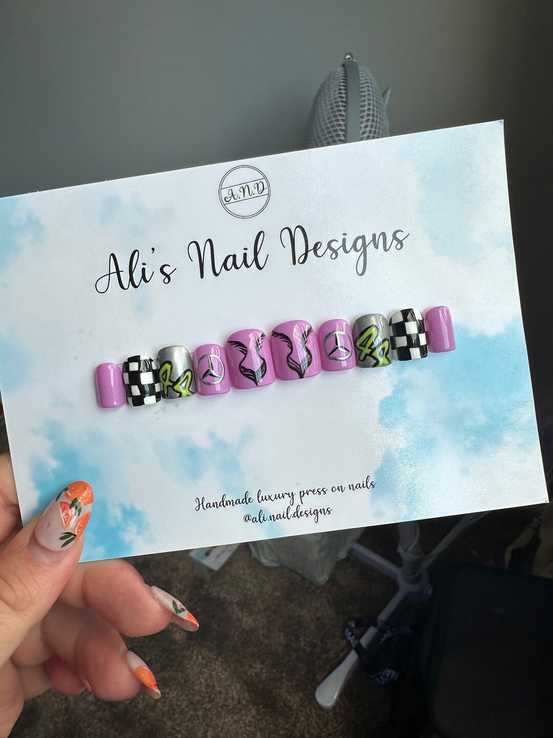Mercedes/ Lewis Hamilton Inspired Press on Nails - Etsy