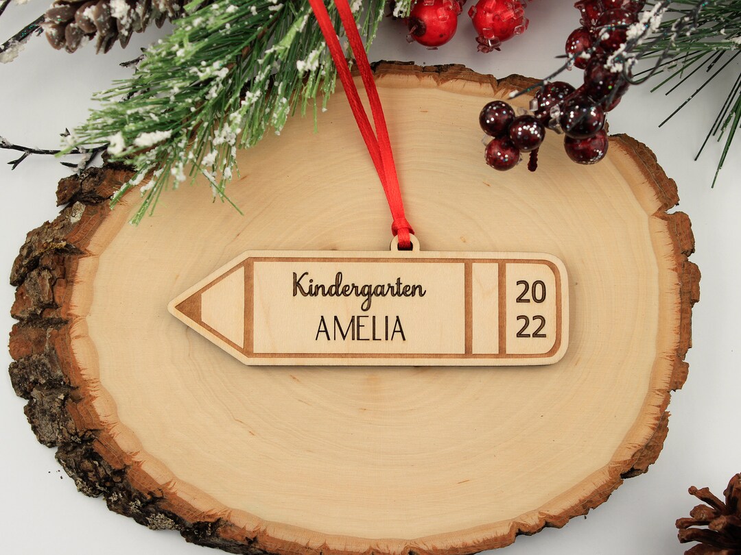 First Year of School Kindergarten Ornament 2024 - Pencil Ornament for ...