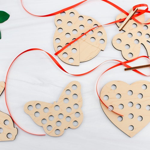 Montessori Fine Motor Lacing Activity Cards Threading Work | Etsy