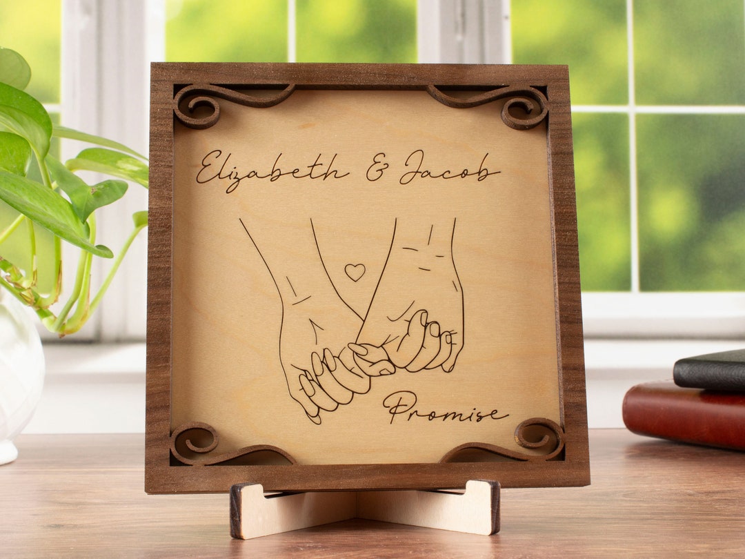 Personalized Holding Hands Wooden Sign With Couple Names, Engagement ...