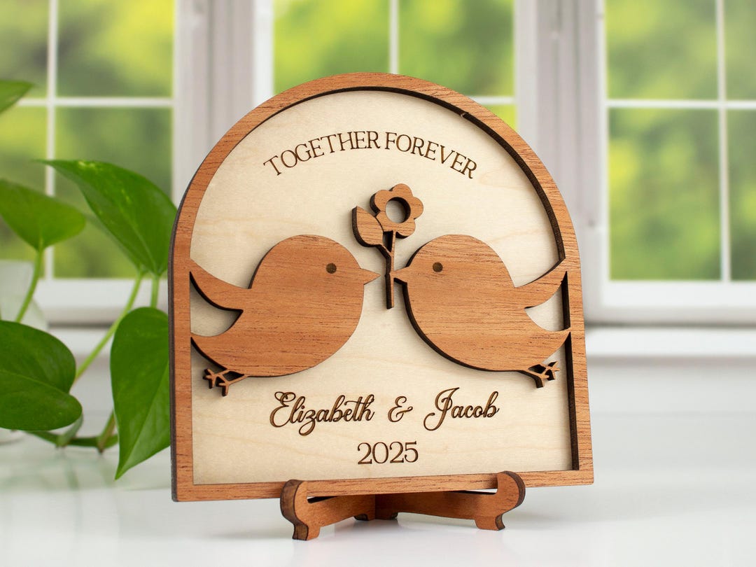 Love Birds Custom Wooden Sign for Couples With Names, Engagement Gift ...