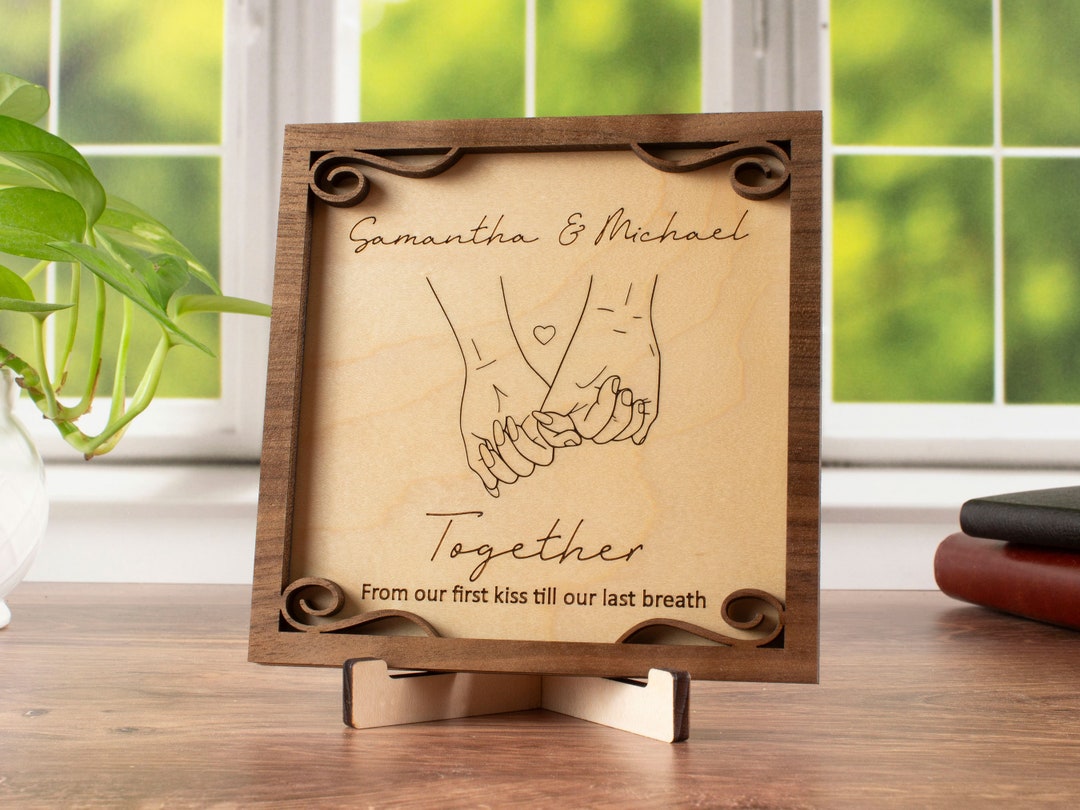Personalized Wooden Sign With Couple Names and Holding Hands ...