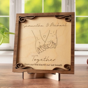 Personalized Wooden Sign With Couple Names and Holding Hands ...
