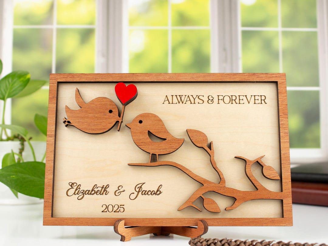 Love Birds Personalized Wooden Sign Gifts for Couples, Engagement Gifts ...