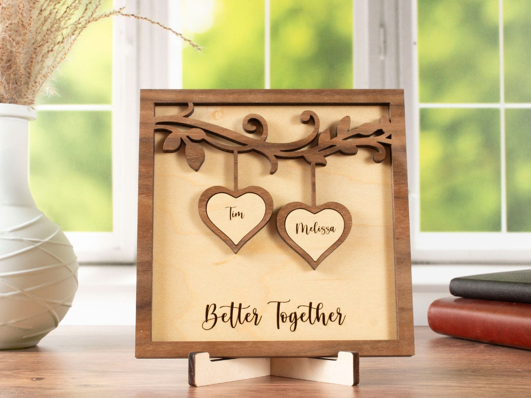 Better Together Sign, Engagement Sign, Custom Couple Names Sign ...