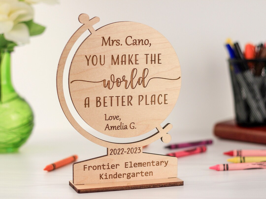 Globe Desk Sign for Teacher Personalized Wood Keepsake, Teacher ...