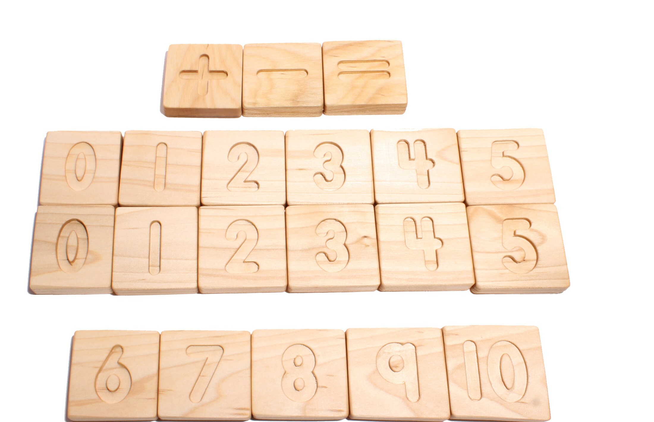 Wood Number Tiles 0-10 Basic Math Signs Hardwood Numbers | Etsy