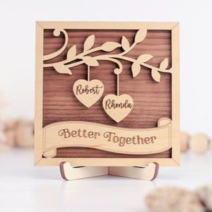 Personalized Wooden Sign Couple Names Wood Sign Custom Engagement Gifts ...