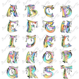 Hand Drawn Alphabet Set Pastel Black and White Watercolor - Etsy