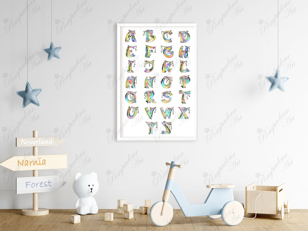 Hand Drawn Alphabet Set Pastel Black and White Watercolor - Etsy