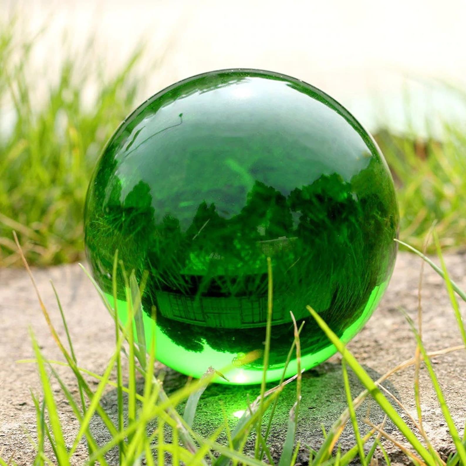 Rare Green Crystal Ball Asian Crystal Base or Wooden Base - Etsy
