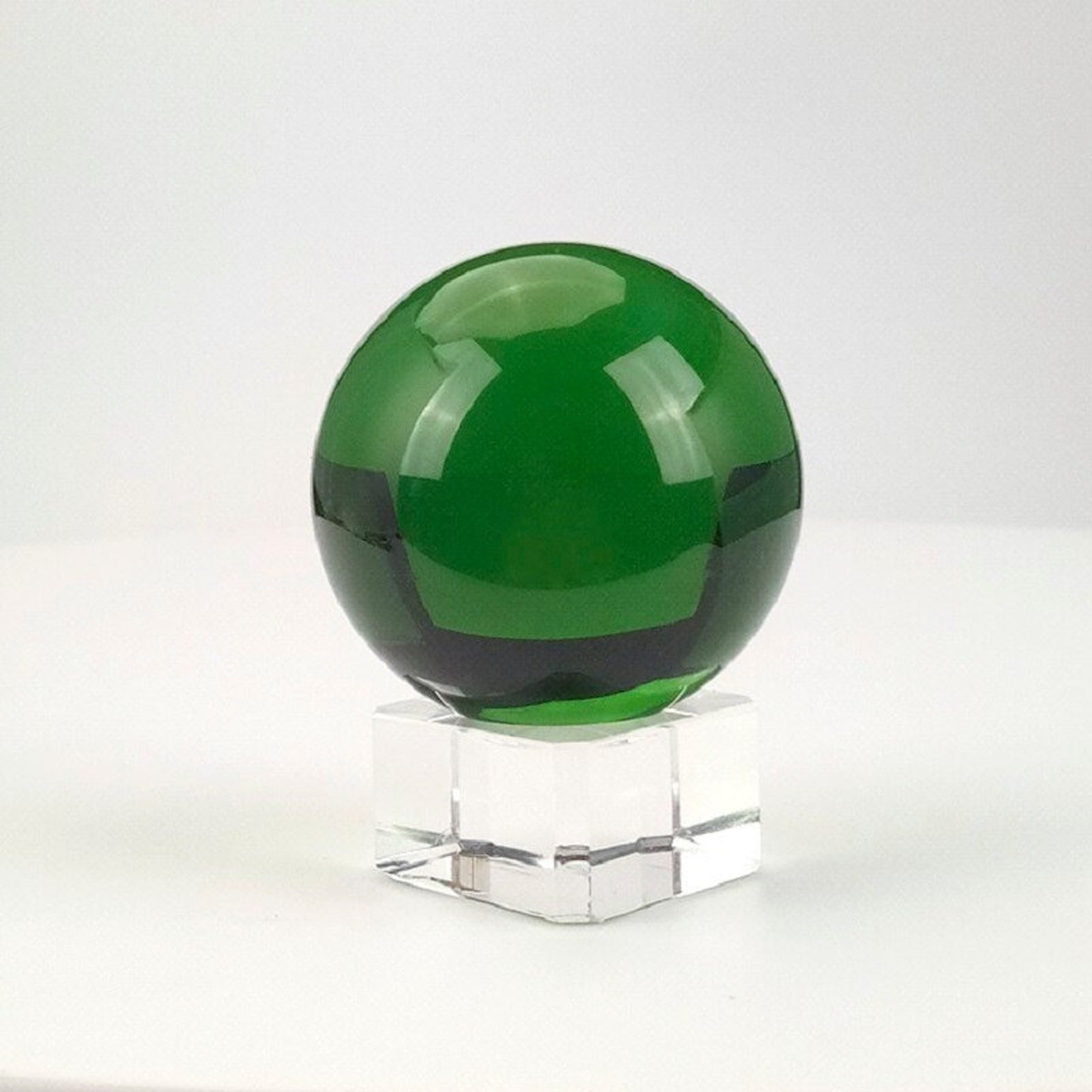 Rare Green Crystal Ball Asian Crystal Base or Wooden Base - Etsy