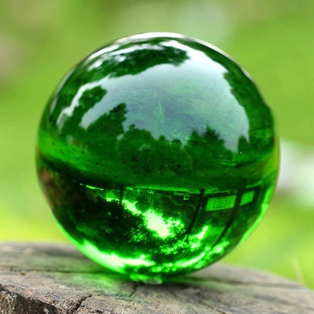 Rare Green Crystal Ball Asian Crystal Base or Wooden Base - Etsy