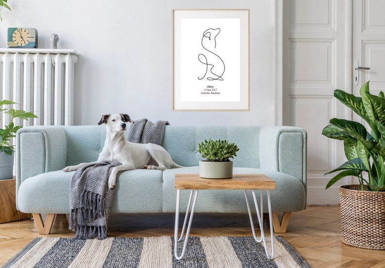 Hund Line Art Grafikprint Haustier Poster individualisiert - Etsy.de