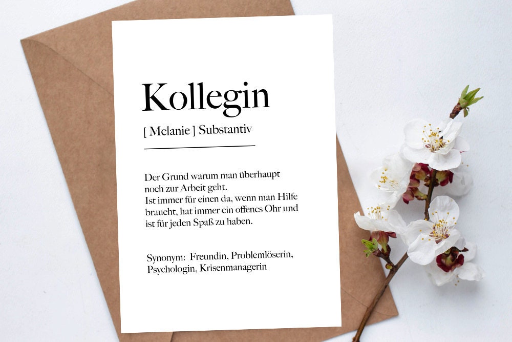 Colleague Definition Poster Gift for Colleague Birthday - Etsy