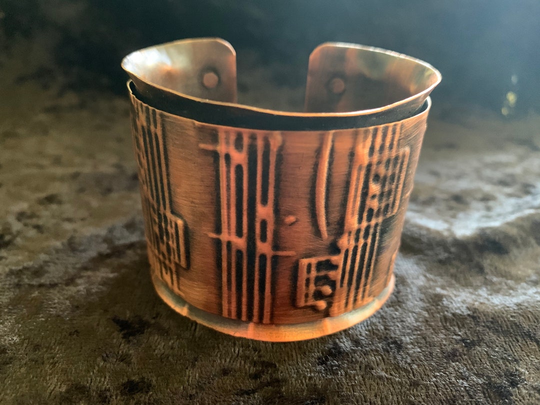 Music Notes Copper Cuff Handmade Artisan Art Jewelry Bracelet - Etsy