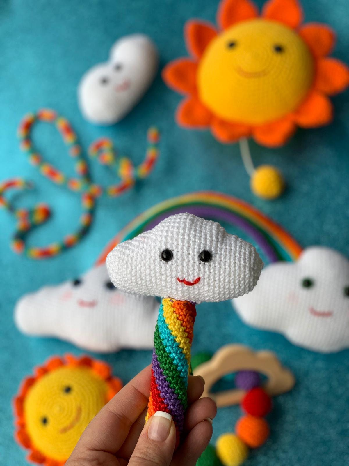 Cloudy Rainbow Rattle Set (cloud+sun) Pattern in English - Etsy