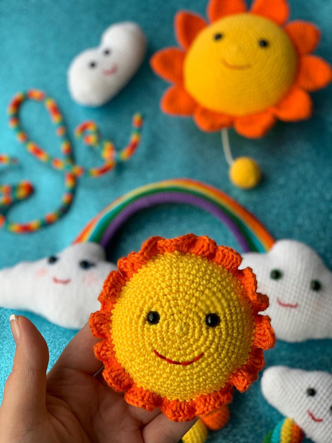 Cloudy Rainbow Rattle Set (cloud+sun) Pattern in English - Etsy