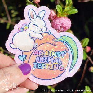 Against Animal Testing STICKER - Glitter Sticker, Holographic, Bunny ...