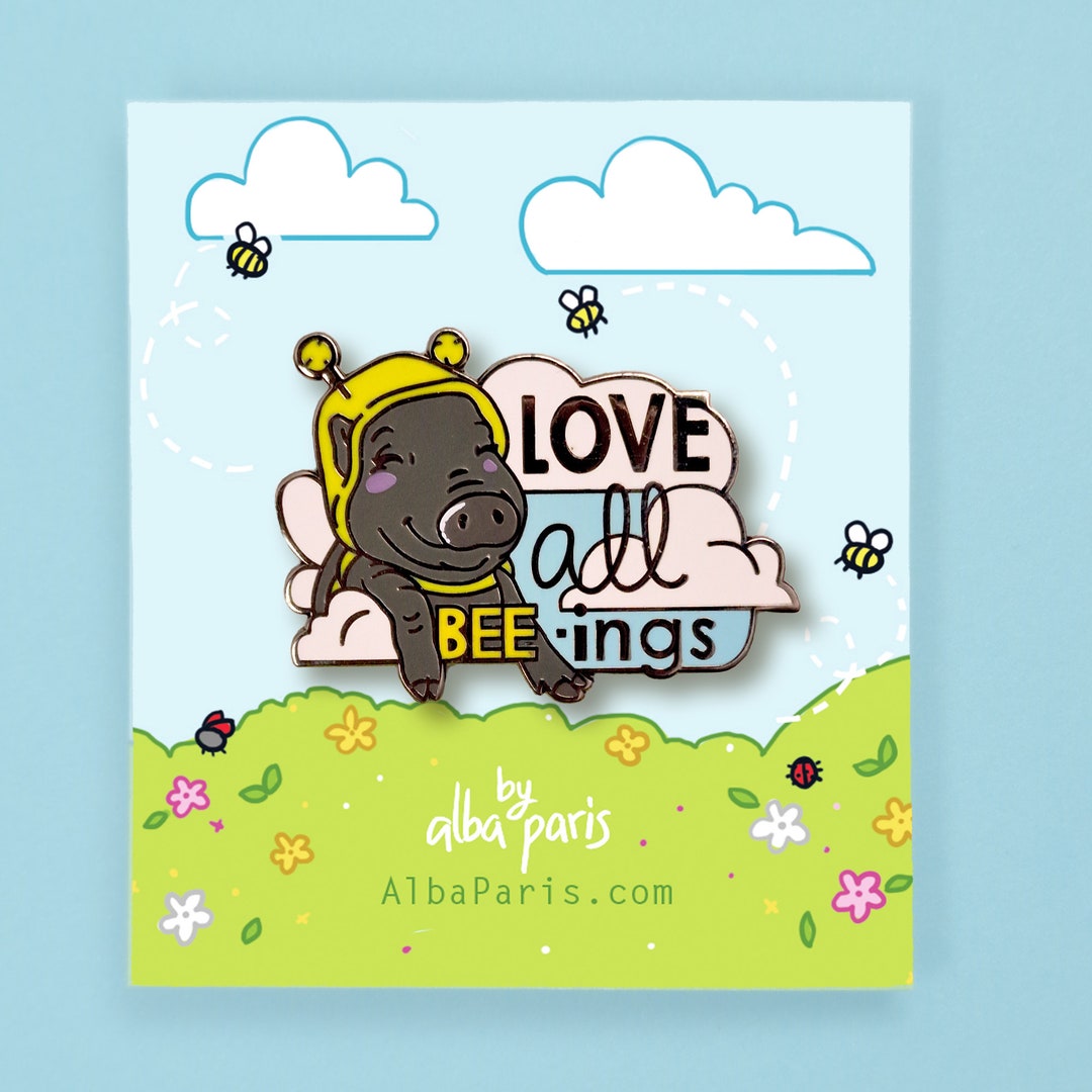 Love All Bee-ings PIN - Enamel Pin, Pig, Bee, Kawaii, Bee Kind, Bee ...