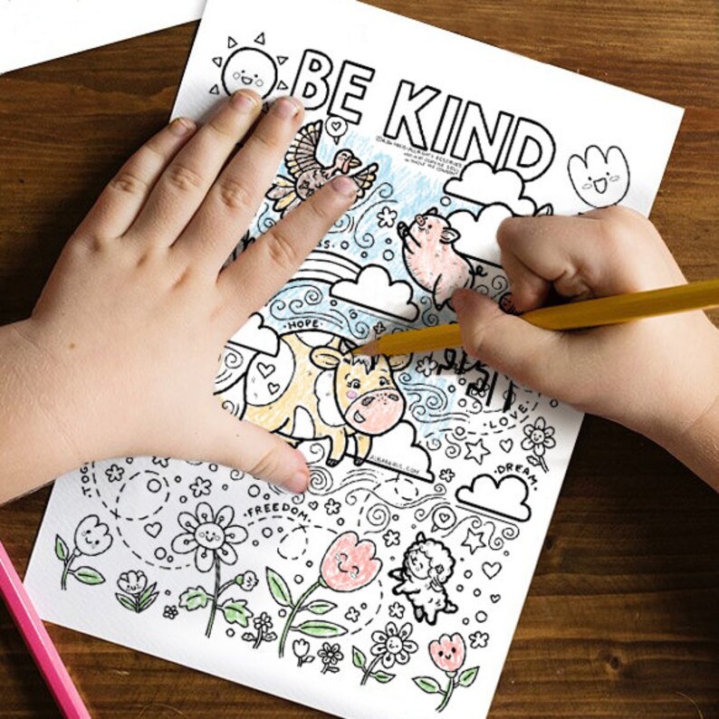 Be Kind COLORING PAGE Instant Download Coloring Sheets - Etsy