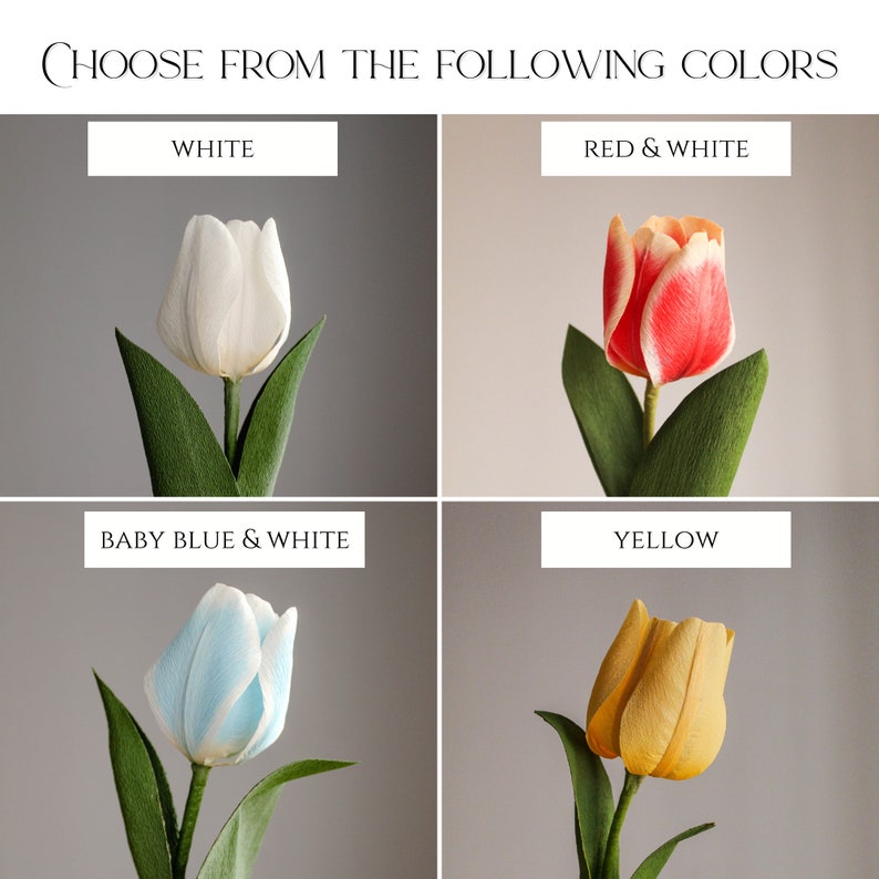 Crepe Paper Tulip Flowers Bouquet, Handmade Realistic Spring Floral ...