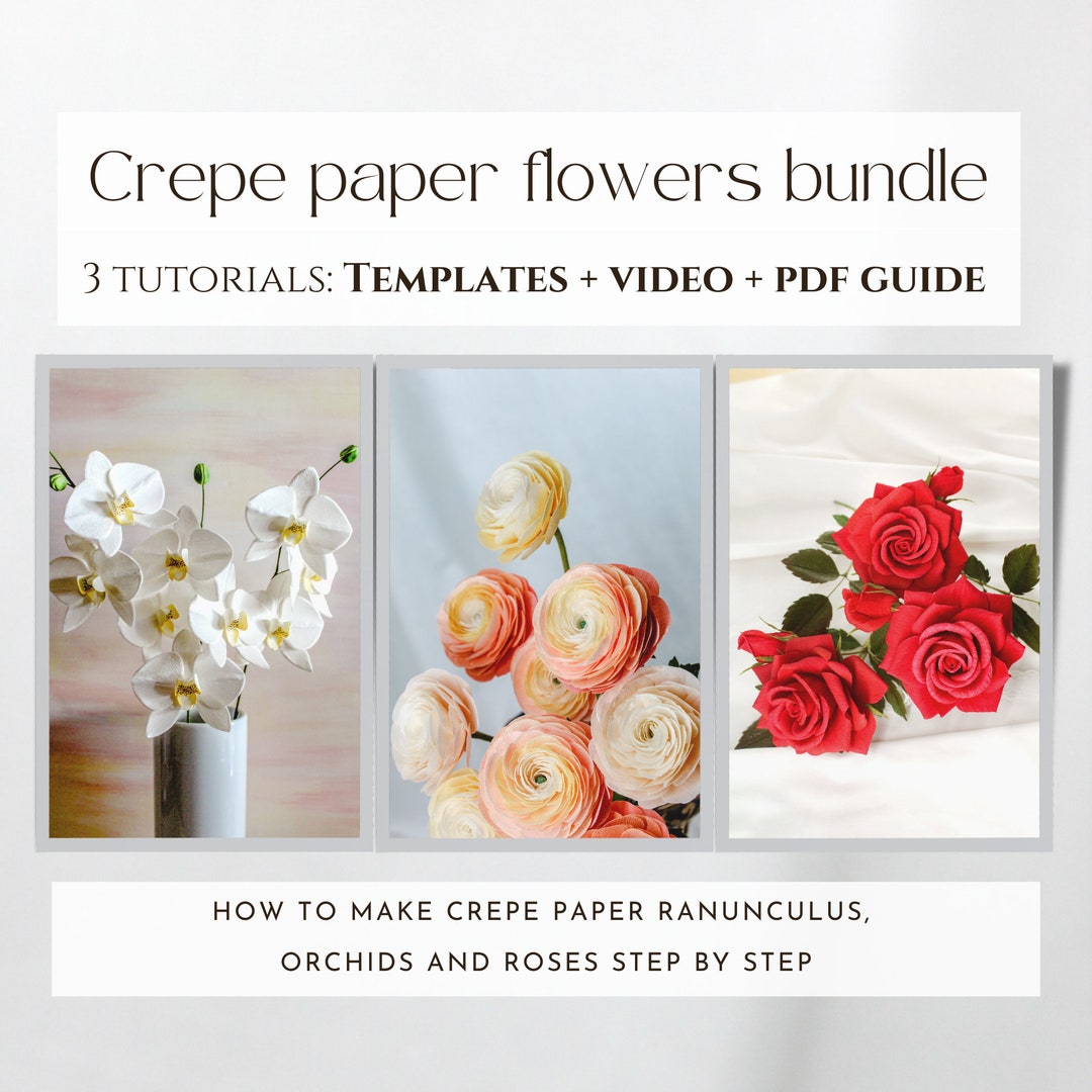 Set of Crepe Paper Flowers Templates Paper Flowers Tutorials - Etsy
