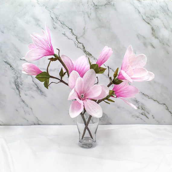 Paper Magnolia Flower Pink Magnolia Branch Crepe Paper | Etsy