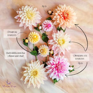 Crepe Paper Dahlia Bouquet, Realistic Wedding Centerpiece, Handmade ...