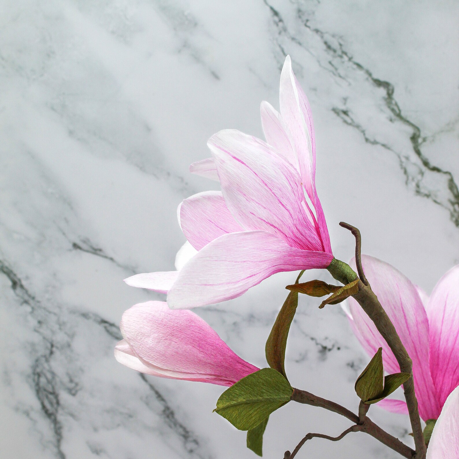 Paper Magnolia Flower Pink Magnolia Branch Crepe Paper | Etsy