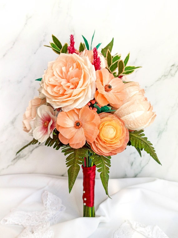 PAPER FLOWER BOUQUET Paper Wedding Bouquet Boho Flower Etsy