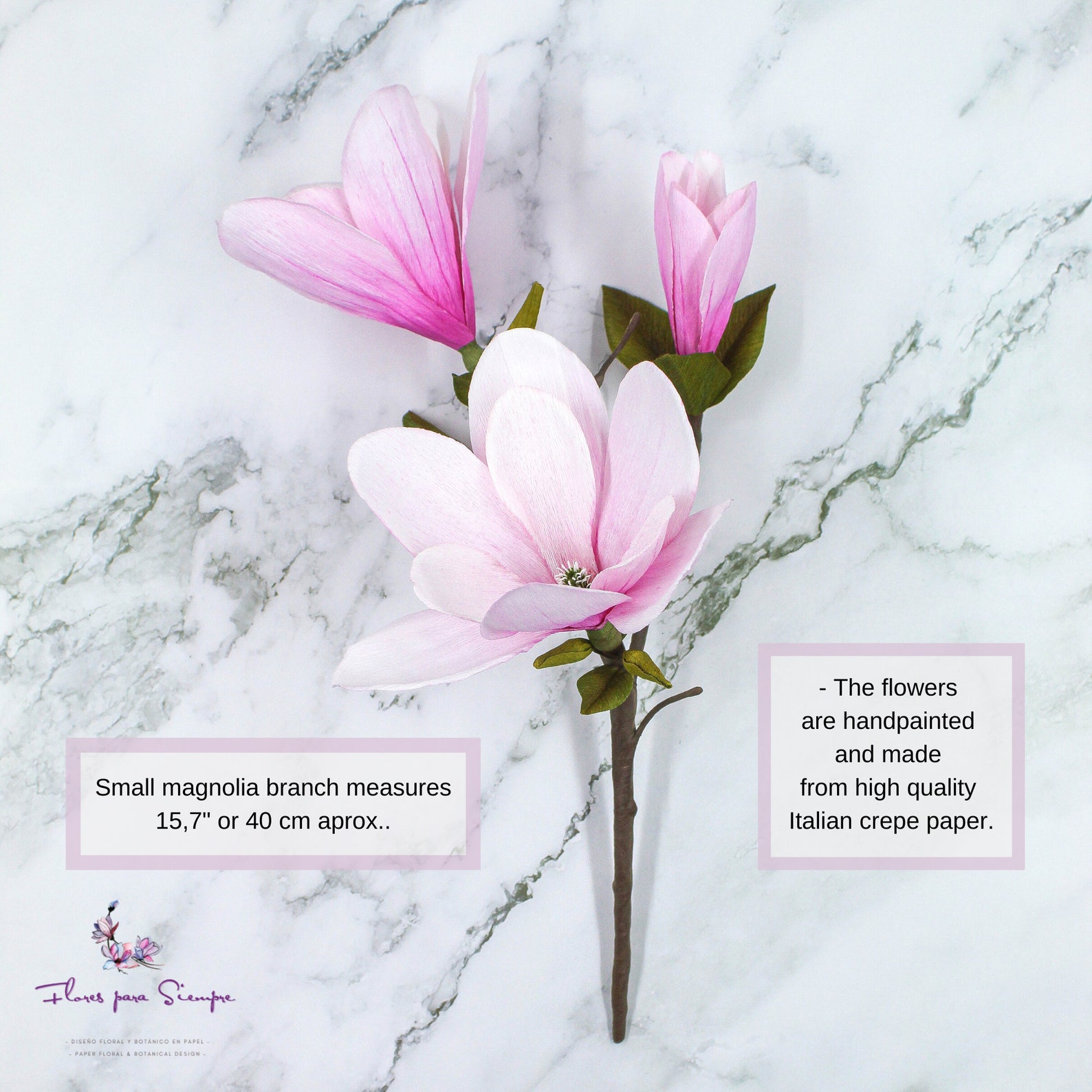 Paper Magnolia Flower Pink Magnolia Branch Crepe Paper | Etsy