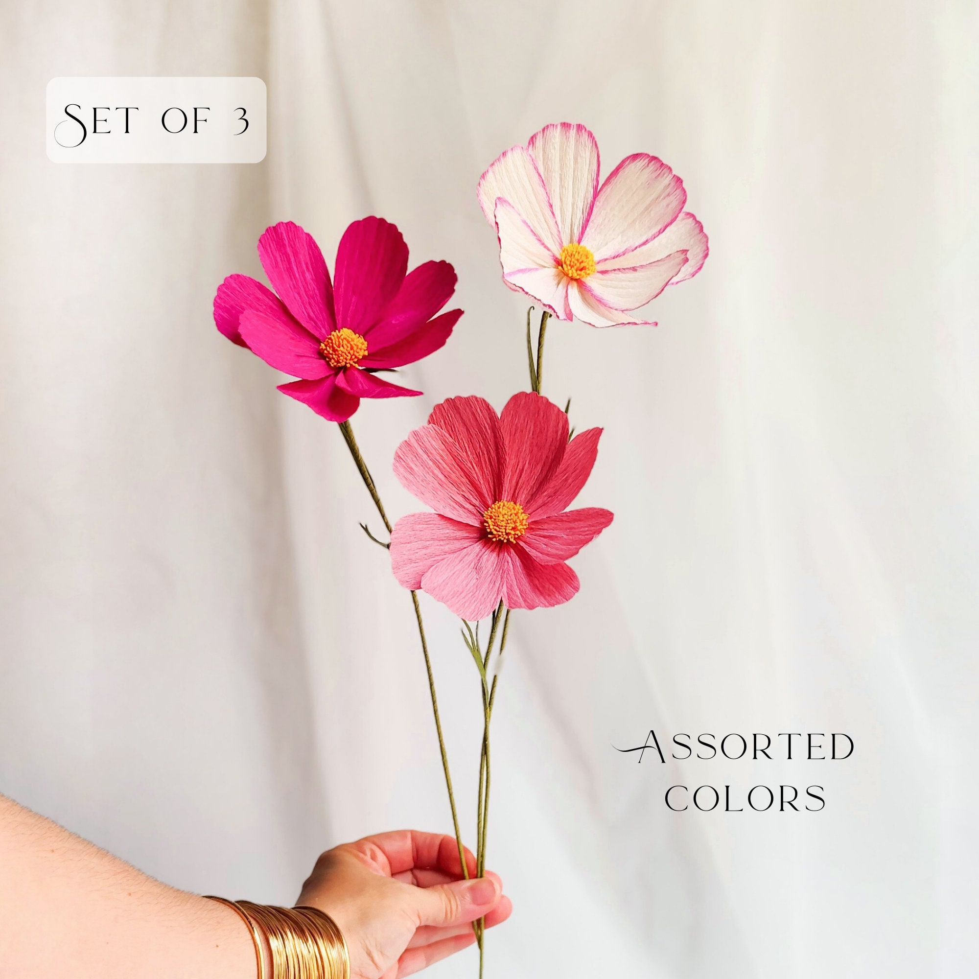 Crepe Paper Cosmos Wildflower Bouquet, Handmade Spring Summer Floral ...