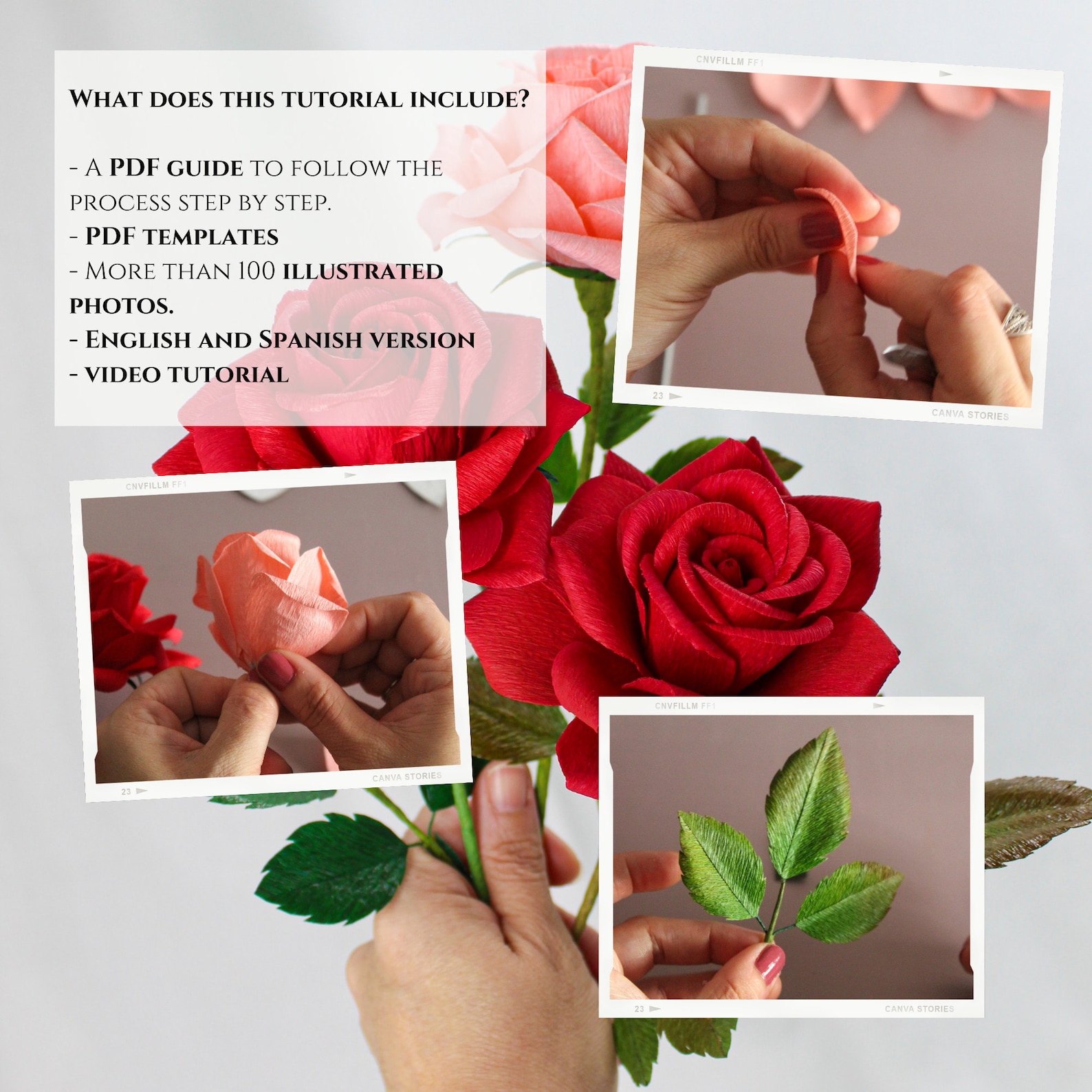 Crepe Paper Rose Template How to Make Paper Rose Paper - Etsy
