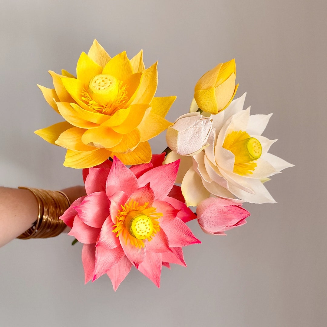 Handmade Crepe Paper Lotus Flowers, Wedding Decor, Yoga Studio Art ...